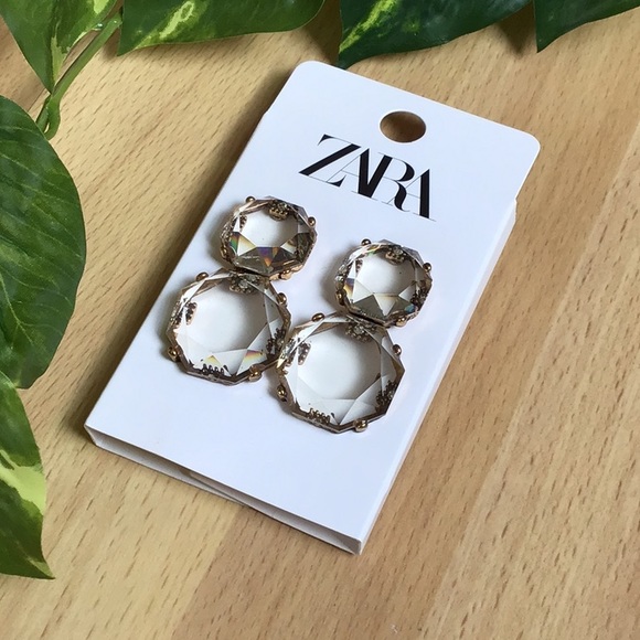 Zara | Jewelry | Zara Rare Transparent Crystal Drop Earrings | Poshmark